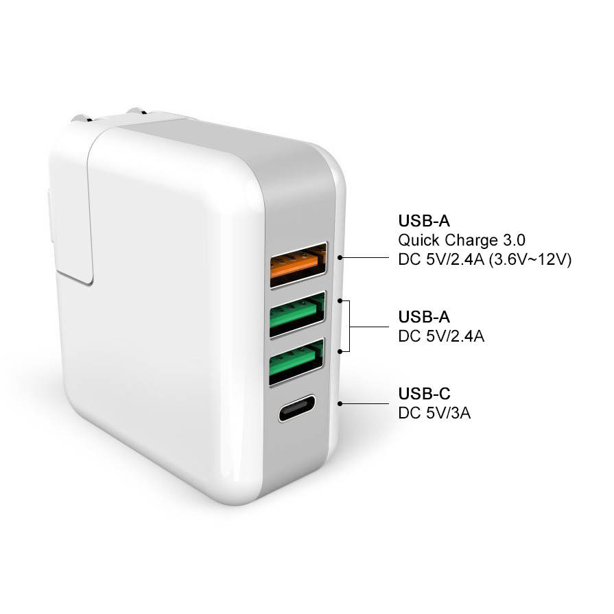 25W (4-Port) USB Type-C Travel Charger Adapter for Phone
